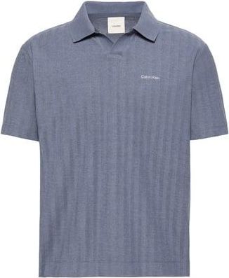 Calvin Klein Polo ray&eacute; &agrave; manches courtes en coton m&eacute;lang&eacute;
