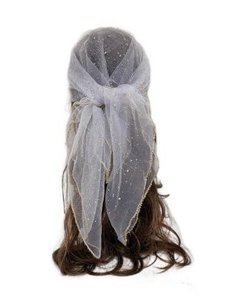 Generic Foulard de t&ecirc;te pour femme 80 cm - &Eacute;charpe solide &agrave; paillettes - Bandana &agrave; paillettes pour cheveux, Couleurs N, Taille unique