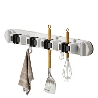 Generic Saugnapf -Cup -Mop -Clip - Besen -Mopphalter mit Haken, Kein Bohrmauer montiertem Moppbesenb&uuml;gel | Badezimmer ohne Punschhaken, tragbare St&auml;nder robus