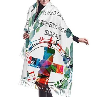Generic Ésaïe 41, Verset 10 : « Ne Crains Rien, Car Je Suis Avec Toi. » Glands Foulard Hiver Chaud Châle Élégant Écharpe Femme