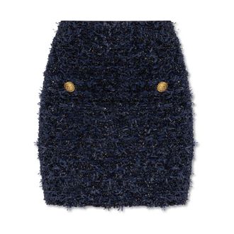 Balmain Femme, Jupes, Bleu, Taille: 36 FR Jupe en tweed avec fil lurex