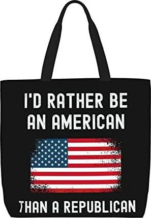 Generic Sac De Courses Je Pr&eacute;f&egrave;re &Ecirc;tre Am&eacute;ricain QuD&eacute;mocrate Sac Fourre-Tout En Toile Lavables R&eacute;utilisable Sacs En Toile Pour Femmes, Pour Filles, Femmes, To