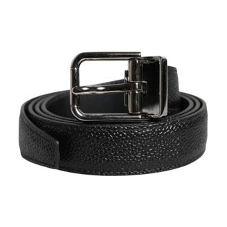 Dolce & Gabbana Homme, Accessoires, Noir, Taille: 95 CM Ceinture en cuir noir avec boucle en m&eacute;tal