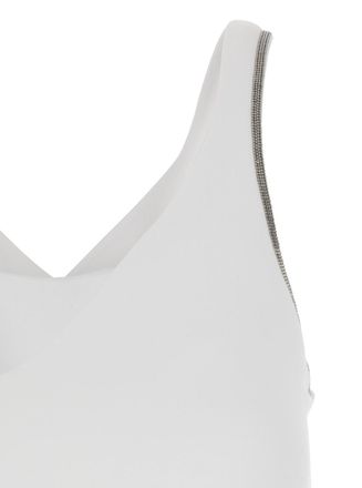 Brunello Cucinelli Stretch Cotton V-Neck Tank Top - White