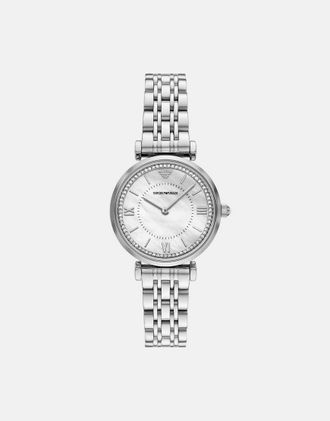 Emporio Armani Montre femme en acier inoxydable &agrave; 2 aiguilles - Argent&eacute;
