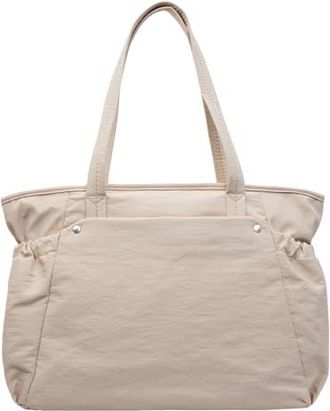 Generic Grand sac de courses en tissu Oxford l&eacute;ger pour ordinateur portable pour femme, pour le travail, les voyages, le bureau, le shopping quotidien, blanc,