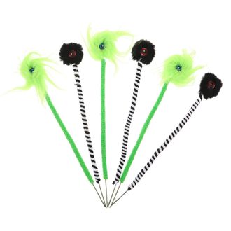 Cabilock 6 Stück Halloween Pflanzstecker mit Grünem und Schwarz Weißem Plüsch Gruselige Augapfel Dekorationen für Selbstgemacht Baumschmuck und Partykränze