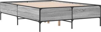 vidaXL Bettgestell Grau Sonoma 120x200 cm Holzwerkstoff und Metall Vidaxl