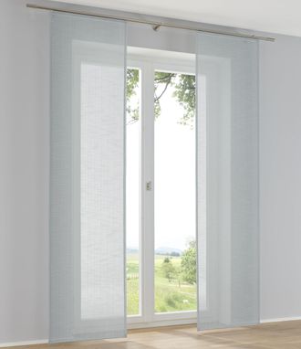 Kutti Heimtextilien 2er Set Schiebegardinen Raumtrenner Boston t&uuml;rkis Leinenoptik Schiebevorh&auml;nge mit Paneelwagen B 60 x H 245 cm