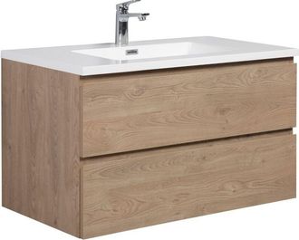 Badplaats Badezimmer Badm&ouml;bel-Set Angela 90cm - Kastanien Eiche - Untersch