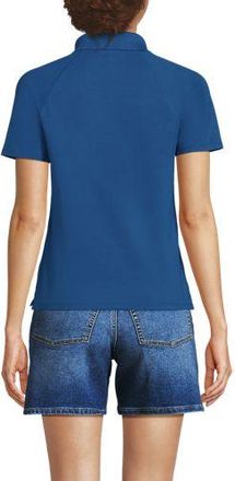 Lands End Piqué-Poloshirt SLIM FIT mit kurzen Ärmeln, Damen, Größe:48-50 regular, Blau, Baumwolle/Baumwoll-Mischung, by Lands End