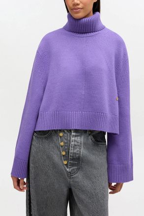 Ganni lila Rollkragenpullover aus Wolle - Gr&ouml;&szlig;e XS