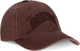 Ganni B3020267 Embroidered Logo Baseball Cap - Brown