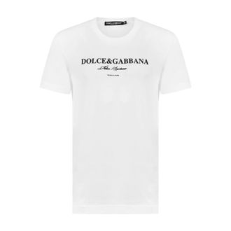 Dolce & Gabbana Homme, Tops, Blanc, Taille: S T-shirt avec logo imprim&eacute;