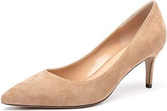 Castamere Femme Bout Pointu Aiguille Talon Moyenne Talon Escarpins 6.5CM Marron Chameau Suède Chaussures EU 43