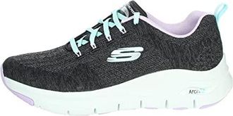 Skechers Femme Arch Fit Comfy Wave Baskets, Black Knit/Lavender Trim, 38.5 EU