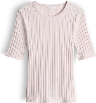 OPUS Kurzarmshirt Basic Rippshirt aus Baumwoll Mix Schmale Passform, Pull-on, elastischer Stoff