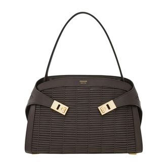 Ferragamo Hug Schultertasche aus weichem Leder - - Bags - Damen - Braun - ONE SIZE