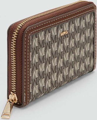 Mango Mittelgro&szlig;e Geldb&ouml;rse mit Logo-Print mittelbraun - Damen - Einheitsgr&ouml;&szlig;e - MANGO