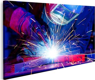 Islandburner Bild auf Leinwand Technische Stahl Schweißen Montage Fabrik. Industrielle Stahl Schweißmaschine Technik Bilder Drucke Kunst Poster Wandbild