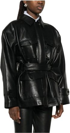 Frankie Shop Femme, Vestes, Noir, Taille: 36 FR Kelia Faux Leather Padded Utility Jacket