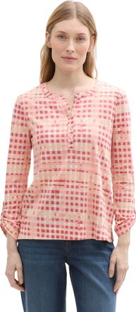 Tom Tailor Damen 1045558 T-Shirt, 37125-Berry Red Check Design, 3XL
