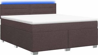 vidaXL Letto Con Box Spring, Materasso E Led Marrone Scuro Tessuto Vidaxl
