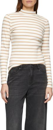 s.Oliver Langarmshirt mit Rippstruktur und Stehkragen
