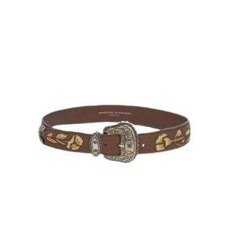 Ermanno Scervino Spaltleder-G&uuml;rtel mit handgefertigten floralen Intarsien - - Accessories - Damen - Braun - 85 CM