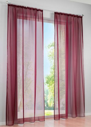 Liya 1 Stück Gardine mit Kräuselband Vorhang Transparent Voile Gardinen (BxH 140x245cm, Weinrot)