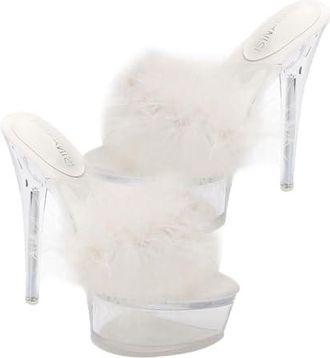 Yarnow Sandales &agrave; Talons Hauts Moelleuses Transparentes en Cristal Blanc, Fines Et &Eacute;l&eacute;gantes, pour Femme, Chaussures Dext&eacute;rieur Mode, Taille 39