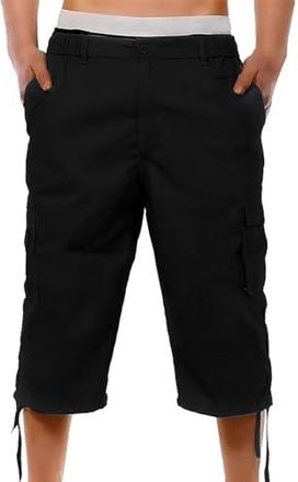 Generic Short d&eacute;contract&eacute; pour homme avec poche pour loisirs et travail, Noir, XL