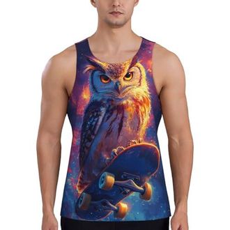 Generic D&eacute;bardeur respirant &agrave; s&eacute;chage rapide sans manches pour homme pour entra&icirc;nement &agrave; la plage S &agrave; 4XL, Colorful Owl Skateboard 3, 4XL