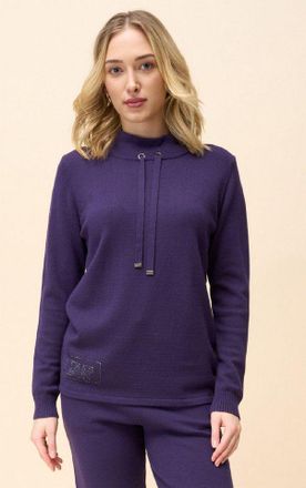 Passioni Strickpullover Sweatshirt mit Strass-Schriftzug