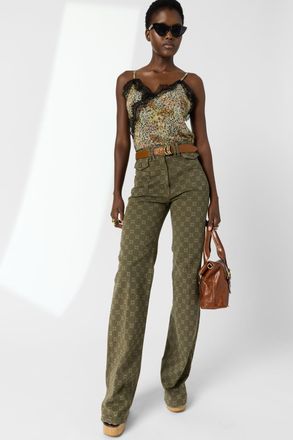 Gerard Darel Jean flare &agrave; monogramme - ANNA - Vert Kaki