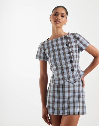 Asos Elegantes Oberteil mit Wickeldesign vorn-Blau