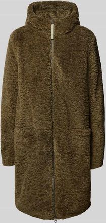 Camel Active Mantel aus Teddyfell mit Kapuze und Zweiwege-Rei&szlig;verschluss