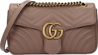 Gucci Petit sac bandouli&egrave;re Gucci Marmont pour femme en cuir rose