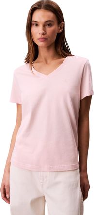 Calvin Klein Damen T-Shirt Kurzarm Archive Jersey Tee mit V-Ausschnitt, Rosa (Potpourri), S