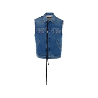 Ann Demeulemeester Homme, Vestes, Bleu, Taille: XL Gilet &agrave; Boutons