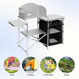 Woltu Faltbar Campingschrank Campingk&uuml;che inkl.Tragetasche mit Aluminiumgestell Reisek&uuml;che tragbar/klappbar Outdoor Campingm&ouml;bel aus Alu und mdf f&uuml;r