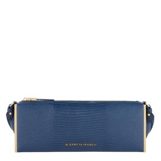Elisabetta Franchi Schultertasche mit Lizard-Print - - Bags - Damen - Blau - ONE SIZE