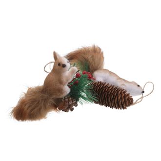 Amosfun 2 St&uuml;ck Realistischer Eichh&ouml;rnchen Anh&auml;nger aus Leichtem Weihnachtsbaumschmuck f&uuml;r Innen und Au&szlig;en Vielseitige Festliche Deko f&uuml;r Party Kamin Garten u