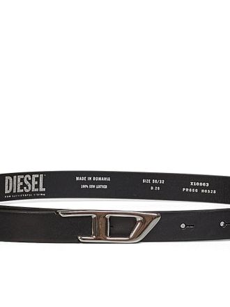 Diesel Womens Belt B-D-Logo Black Leather Wool