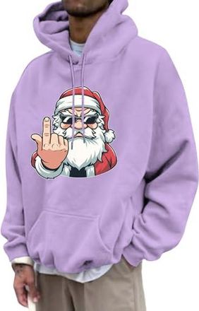 Generic Sweat &agrave; capuche graphique pour homme, imprim&eacute; P&egrave;re No&euml;l - Sweat &agrave; capuche &agrave; manches longues pour lautomne, lavande, 3XL