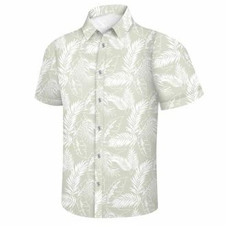 Generic Chemise hawa&iuml;enne &agrave; manches courtes pour homme - Sans plis - Boutonn&eacute;e - &Eacute;vacuation de lhumidit&eacute; - S&eacute;chage rapide - Imprim&eacute; d&eacute;contract&eacute; - Haut color&eacute; 