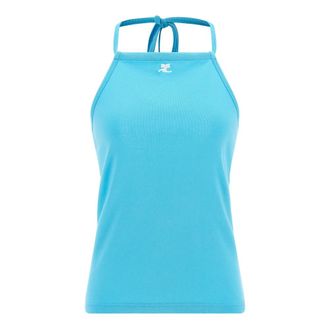 Courr&egrave;ges Femme, Tops, Bleu, Taille: 38 FR Contrast Tie-Back Tank Top