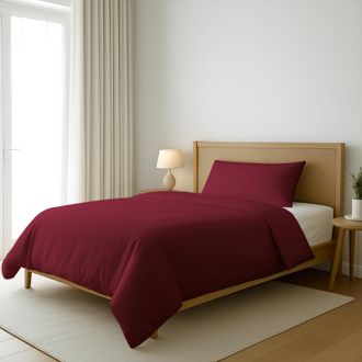 Pizuna 600 Fadenzahl aus Baumwolle Bettw&auml;sche Rio-Rot, 100% Langstaple Baumwolle Bettbezug und Kissenbezug, 100% Baumwolle Mako Satin 2-Teilig Bettw&auml;scheset 