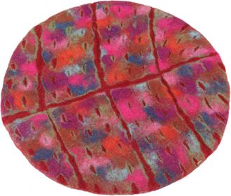 Guru Shop Filz Stuhlauflage, Boho Sitzkissen, Handgefertigts Rundes Stuhlkissen - Rot/bunt, Wolle, 1x35x35 cm