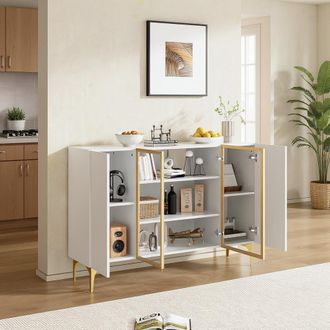 Furniture R Unbewegliche Kücheninsel, Weiß, Modernes Design, MDF, Vielseitiger Stauraum, Stabiler Aufbau, 150x85x38cm